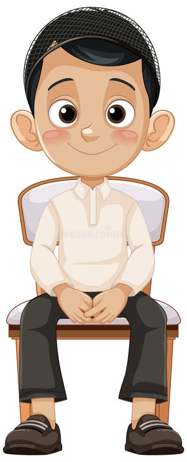 Smiling Boy in Attire Sitting Stock Vector - Illustration of childhood ...