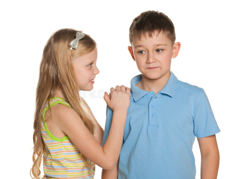 Cheerful Boy and Girl are Standing Together Stock Image - Image of ...
