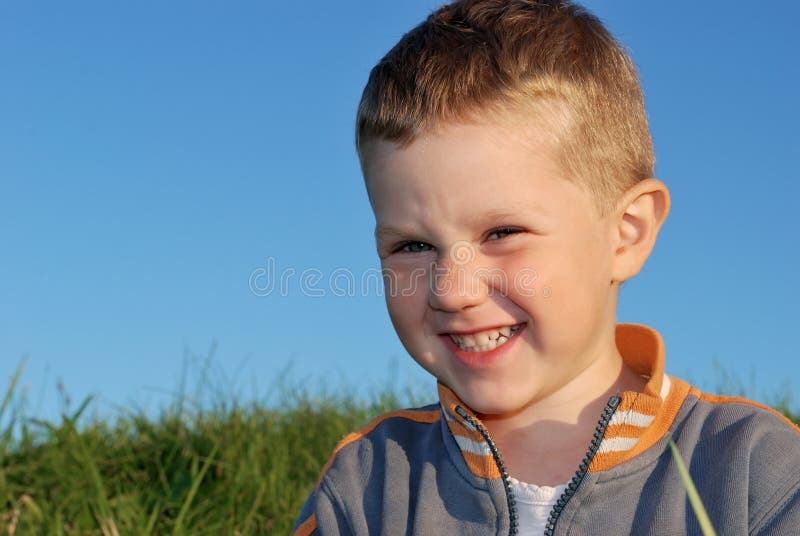Smiling boy outdoors stock image. Image of child, little - 11144559