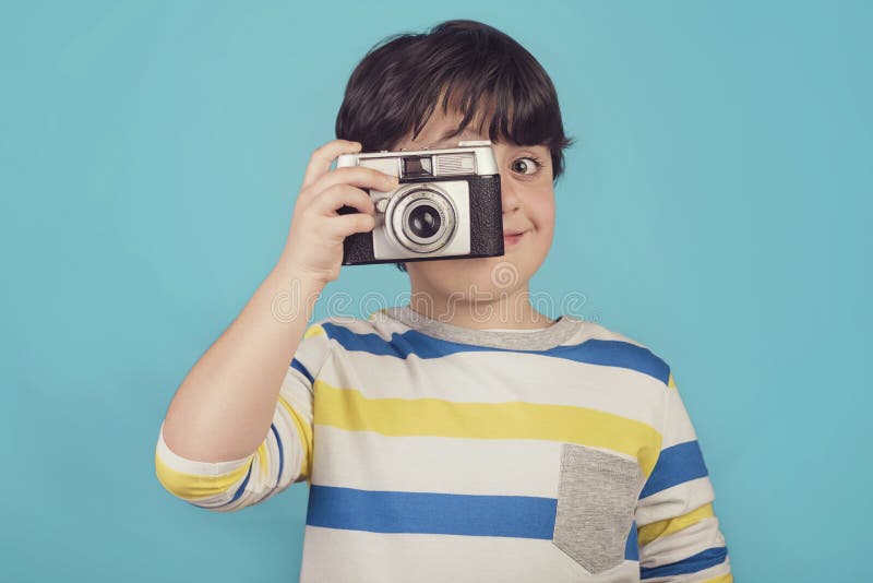 Smiling Boy with Photo Camera Stock Image - Image of memories, growth ...