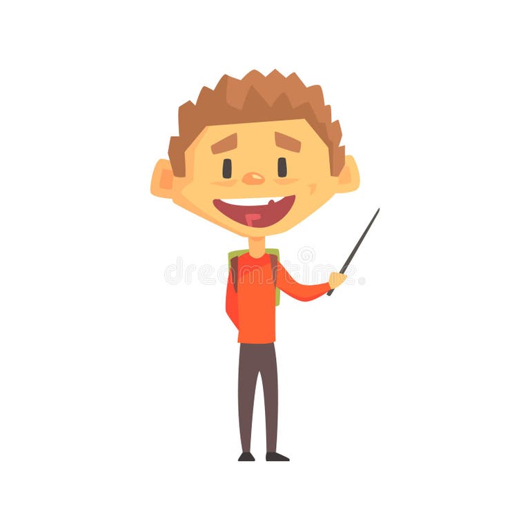 Smiling Boy with Pointer, Primary School Kid, Elementary Class Member ...