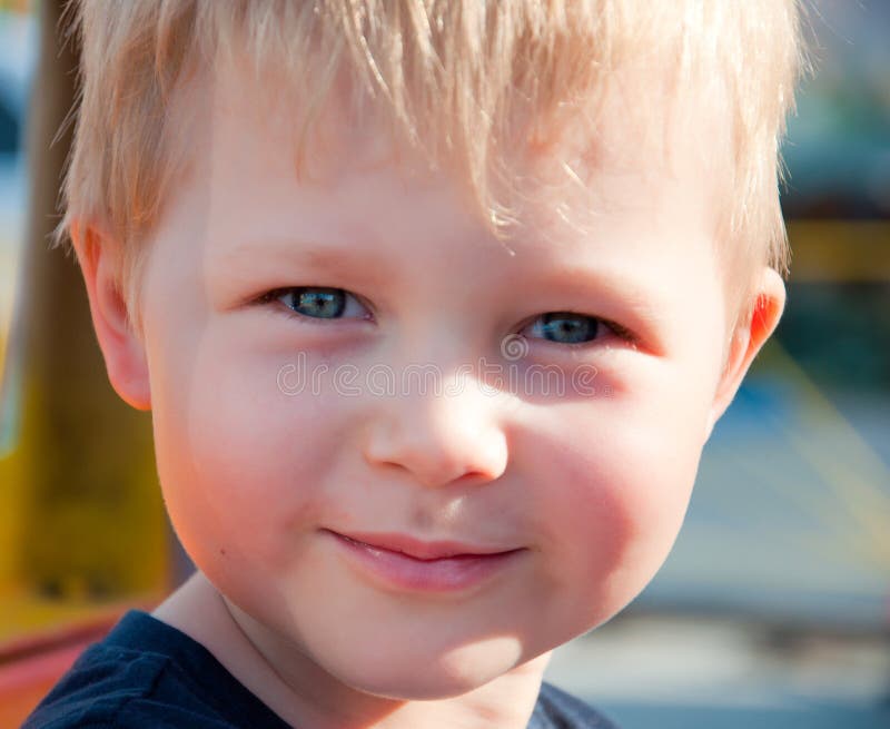 Smiling Boy Portrait. Outdoor Stock Image - Image of large, cute: 31907565