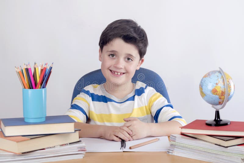 Smiling boy studying stock image. Image of happy, education - 99825245