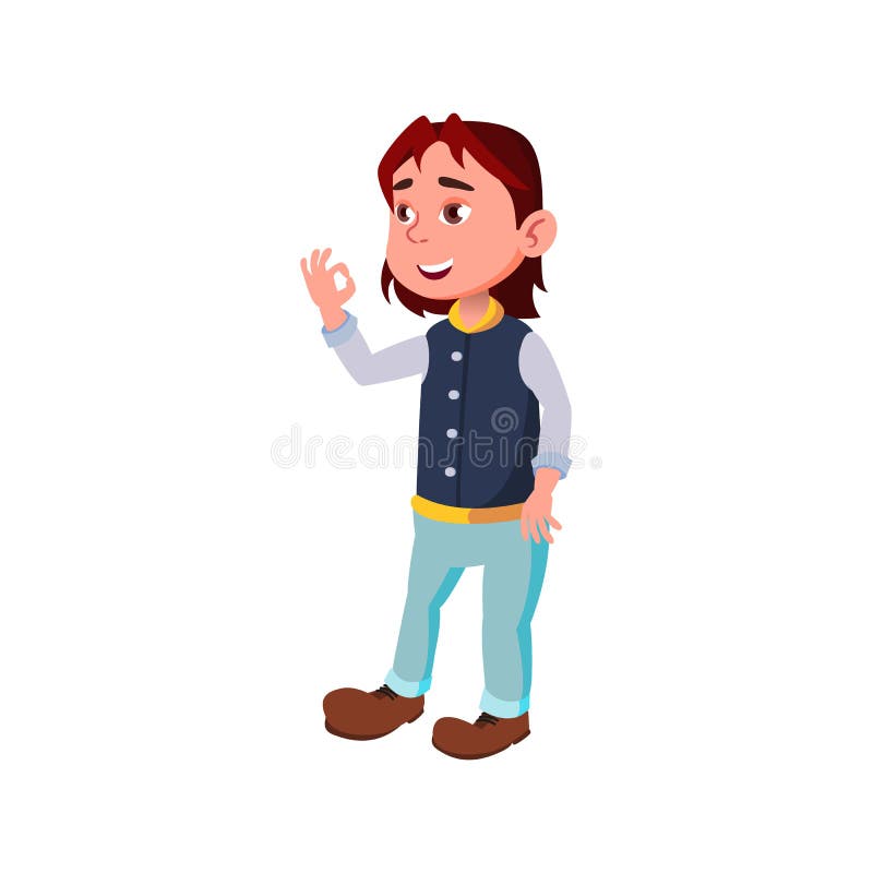 Smiling Boy Supporting Player Game and Gesturing Ok Cartoon Vector ...