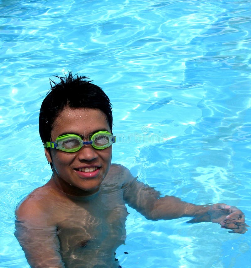 Smiling Boy in a Swimming Pool Stock Photo - Image of happy, smile ...