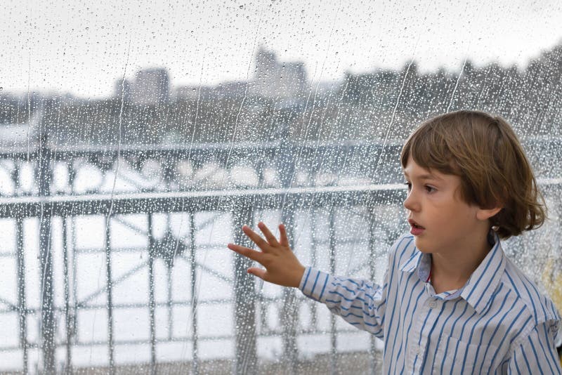 Man and Rain Outside the Window. Stock Image - Image of concepts ...