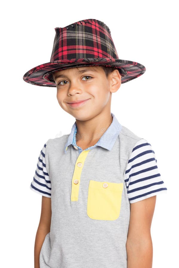 Smiling boy wearing a hat stock image. Image of handsome - 45226967