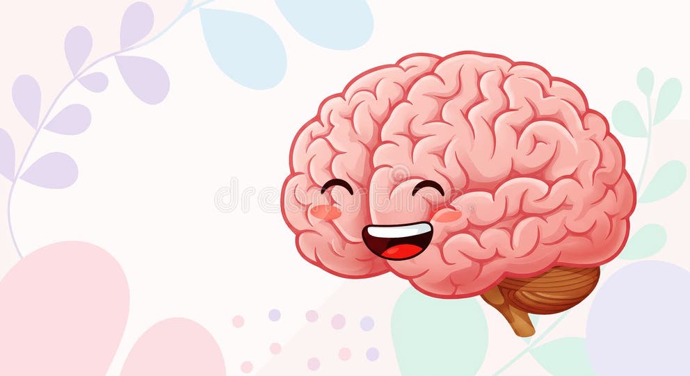 A Smiling Brain Character Cartoon. Stock Illustration - Illustration of ...