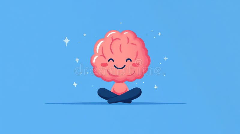 Smiling Brain in Meditation Pose Stock Illustration - Illustration of ...