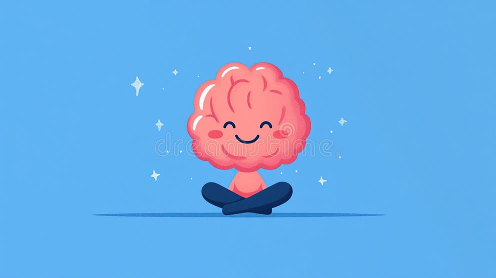 Smiling Brain in Meditation Pose Stock Illustration - Illustration of ...