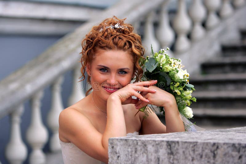 Relaxed young adult bride stock image. Image of sits - 10647375