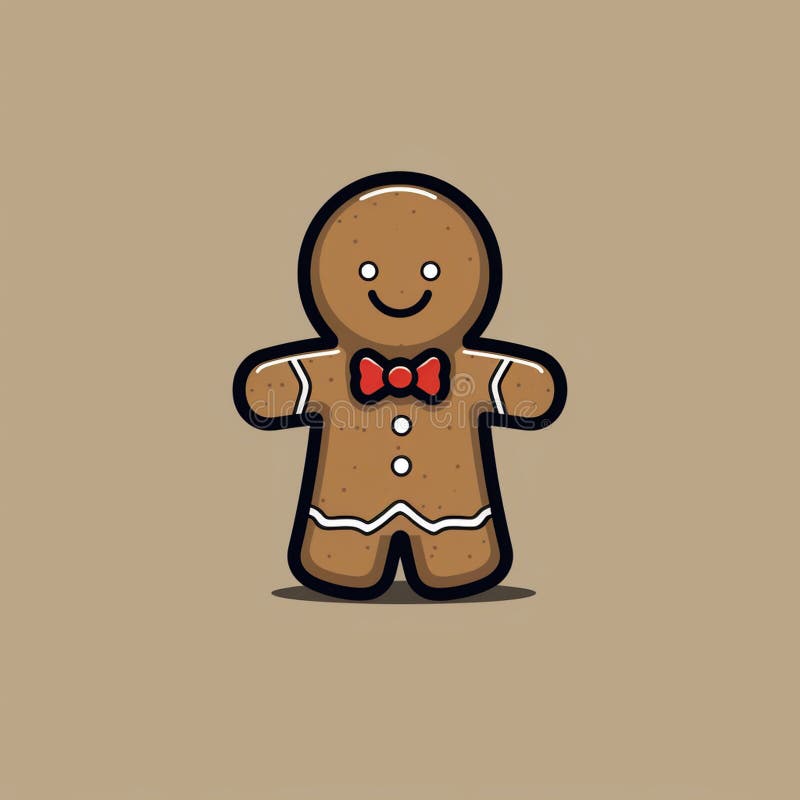 Smiling Brown Gingerbread Man with Icing Patterns. Stock Illustration ...