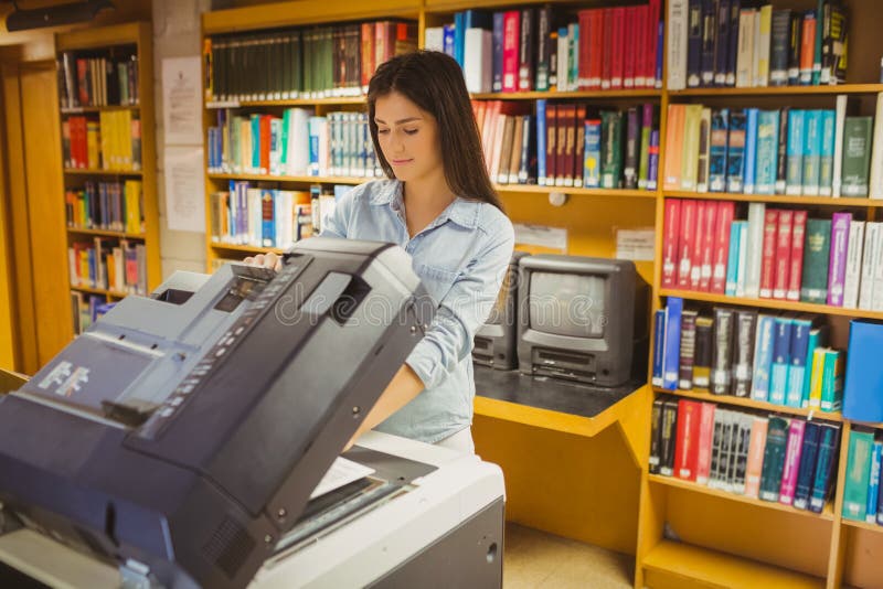 Smiling Brunette Student Making a Copy Stock Image - Image of beautiful ...
