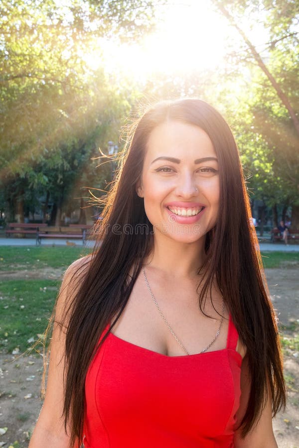 Russian Brunette 20s Years Old Posing Outdoors Stock Image Image Of