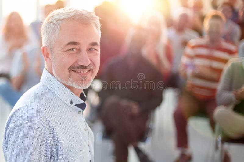 Smiling Business Coach Standing in the Conference Room Stock Photo ...