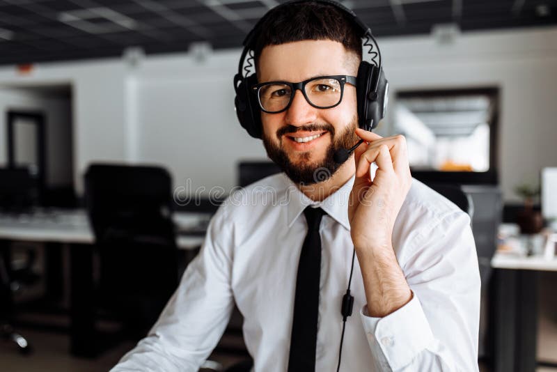 Smiling Business Friendly Young Male Call Center Operator Stock Image ...