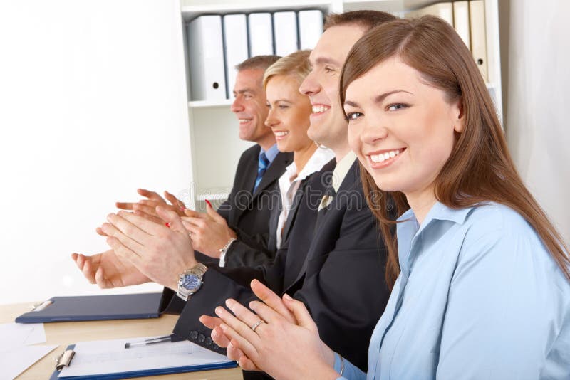 Smiling Business Group Clapping Hands Stock Image - Image of ...
