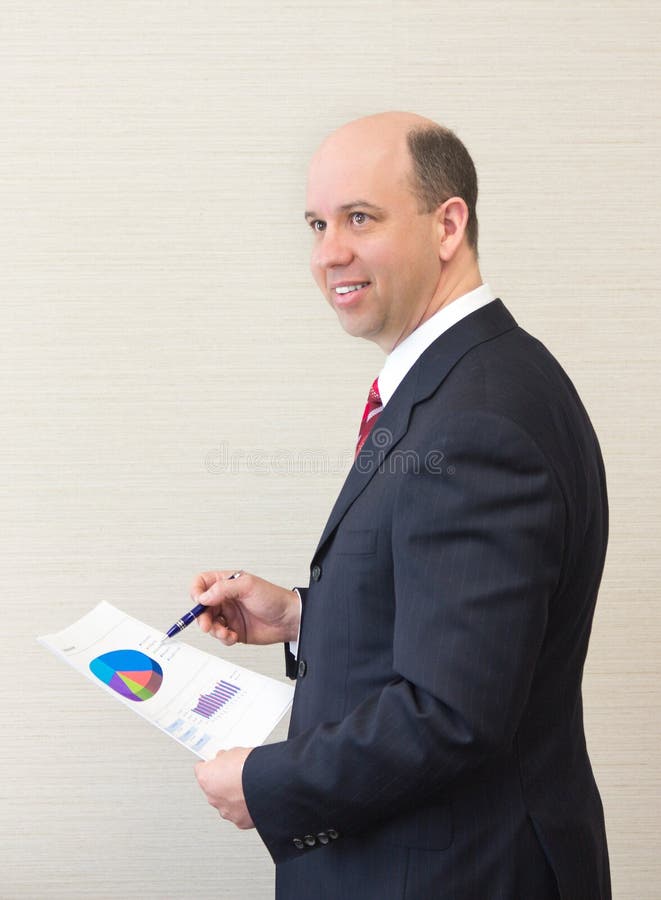 Smiling Business Man with Document. Stock Image - Image of boss ...