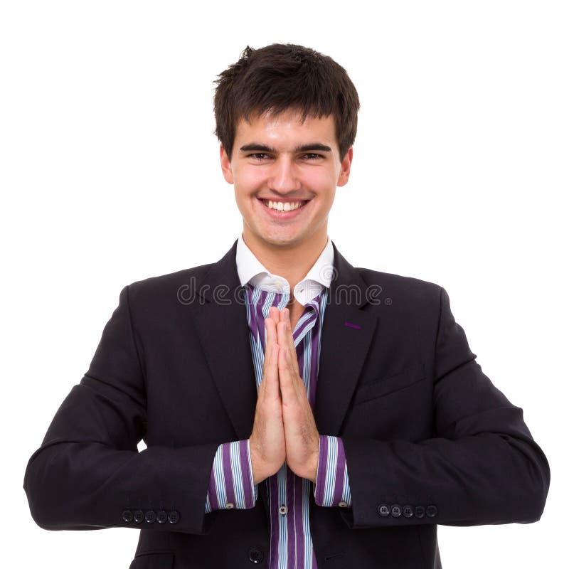 Smiling Business Man Namaste Pose Stock Photos - Free & Royalty-Free ...