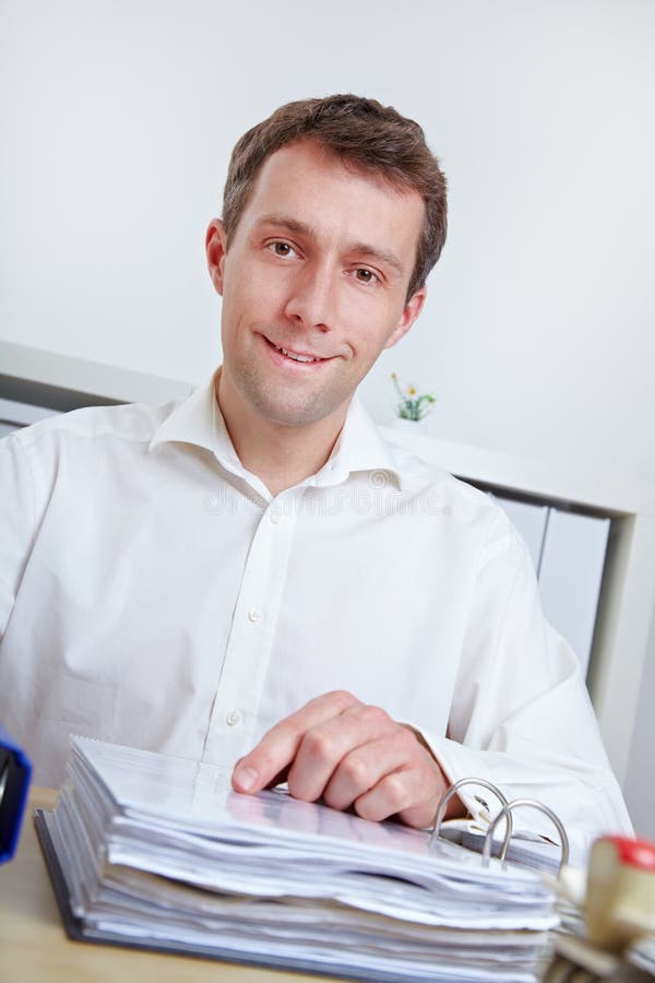 Smiling Business Man in Office Stock Photo - Image of business, desk ...