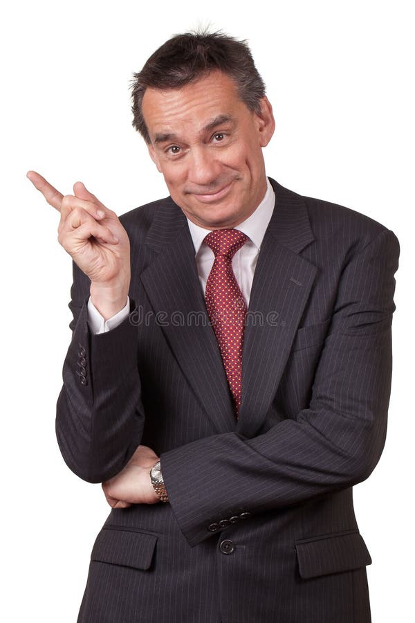 Smiling Business Man Pointing Left Stock Image - Image of businessman ...