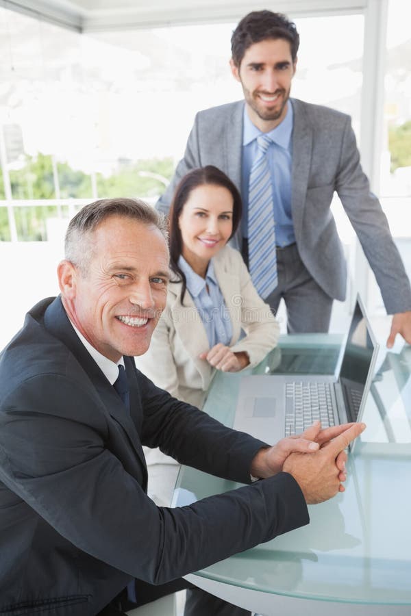 Business people smiling stock photo. Image of gratified - 8291756