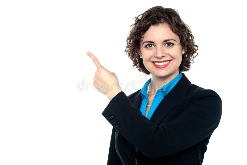Smiling Business Professional Pointing Away Stock Image - Image of ...