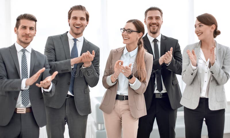 Smiling Business Team Applauds Their Success Stock Image - Image of ...