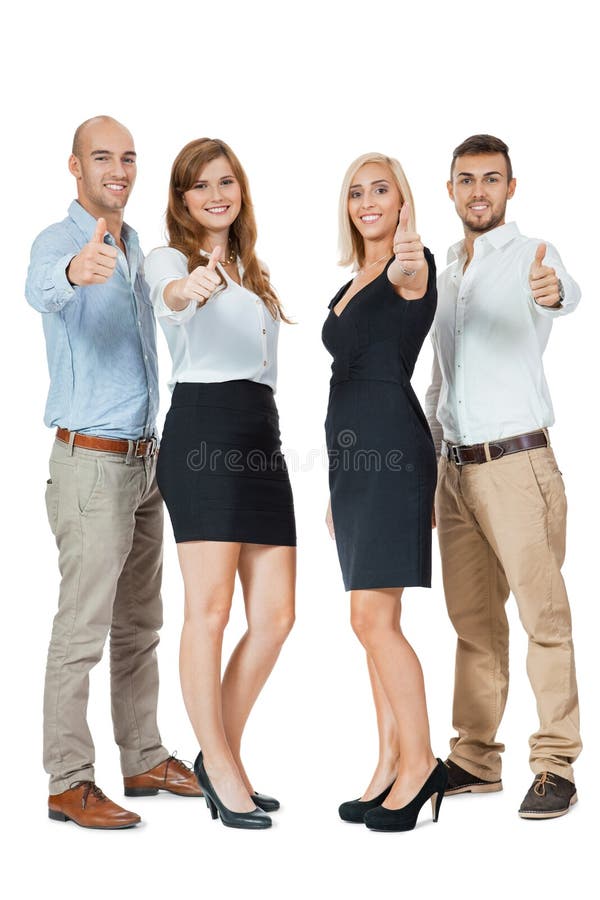 Smiling Business Team Group Together Thumbs Up Isolated Stock Image ...
