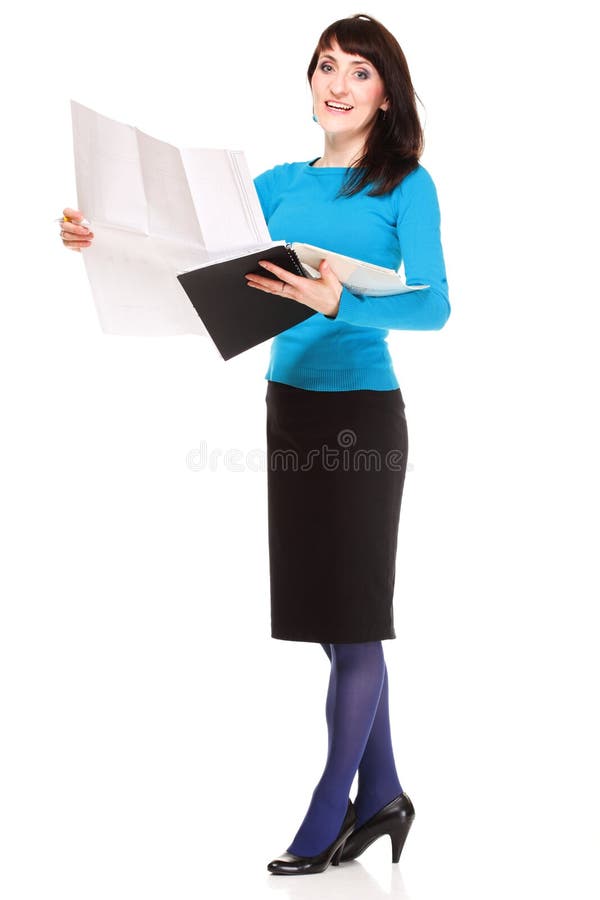 Smiling Business Woman with Documents Stock Image - Image of analysis ...