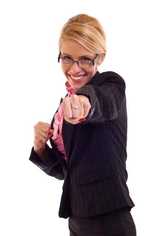 Smiling Business Woman Fighting Stock Photo - Image of power, boxing ...
