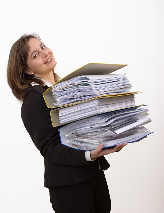 Smiling Business Woman with Files Stock Image - Image of happy ...