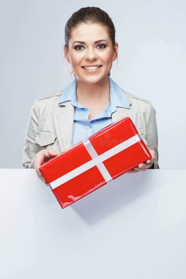 Smiling Business Woman Red Gift Box Hold. Stock Photo - Image of ... Smiling Business Woman Red Gift Box Hold. Stock Photo - Image of ...