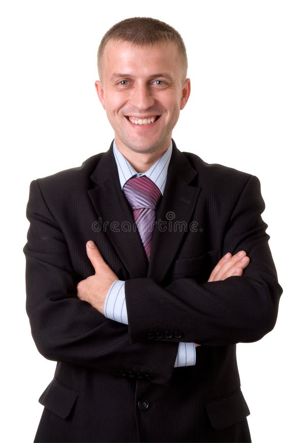 Smiling White Business Man in Suit Stock Photo - Image of male ...