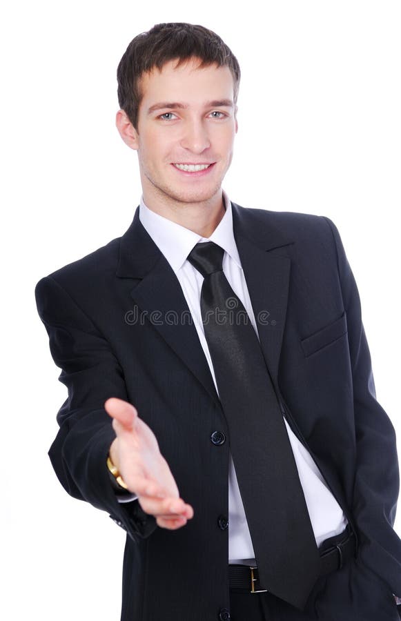 Smiling Businessman with Handshake Stock Image - Image of agree ...