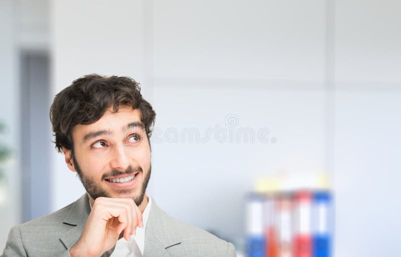 Smiling Businessman Having an Idea Stock Photo - Image of choice ...