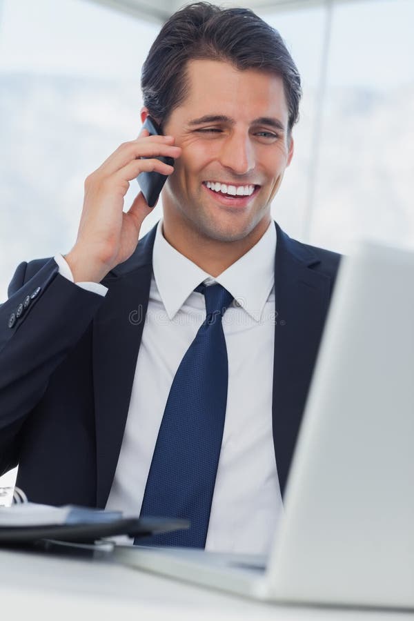 Smiling Businessman Having a Phone Call Stock Photo - Image of office ...
