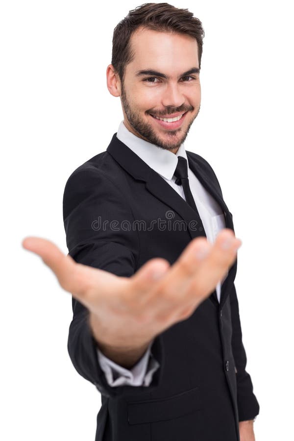 Smiling Businessman with His Hand Out Stock Photo - Image of caucasian ...