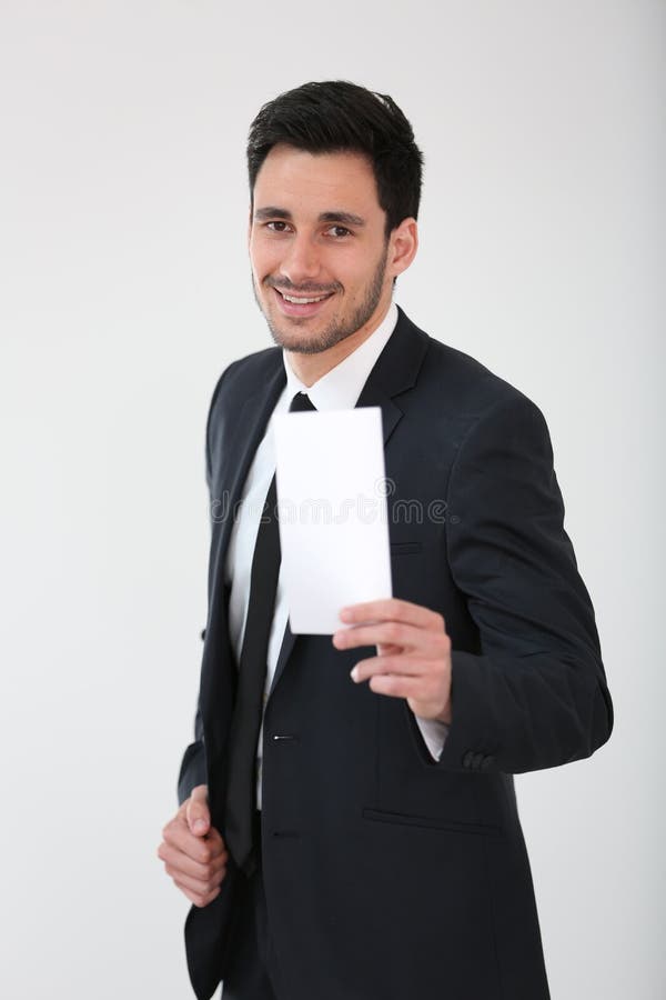 Smiling Businessman Hodling Blank Paper Stock Photo - Image of holding ... Smiling Businessman Hodling Blank Paper Stock Photo - Image of holding ...