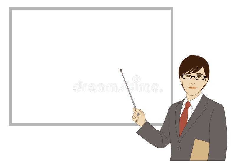 Smiling Businessman Holding a Pointer Stick Stock Illustration ...
