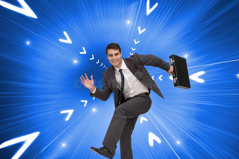Smiling Businessman in a Hury Stock Image - Image of glowing, graphic ...