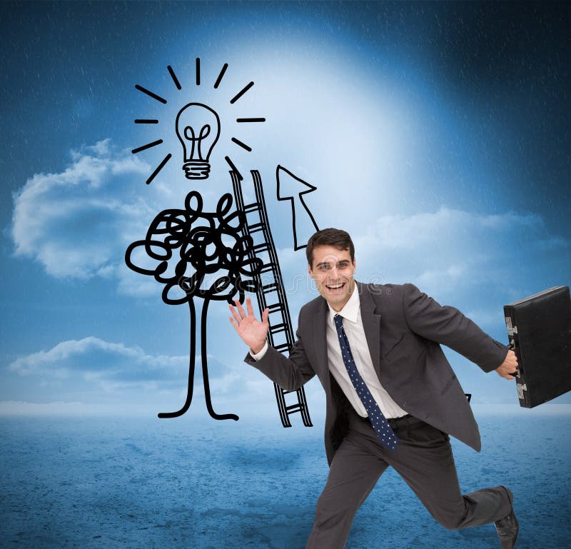 Smiling Businessman in a Hury Stock Image - Image of landscape, smart ...