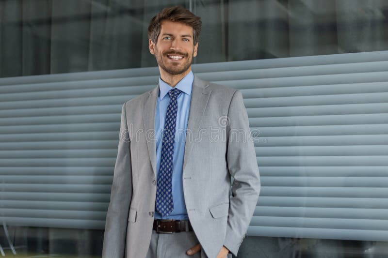 Smiling Businessman Manager Executive Standing in Office Stock Image ...