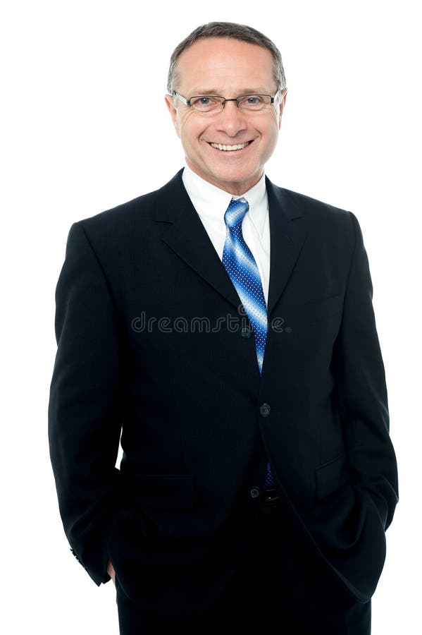 Smiling Businessman Posing Over White Stock Image - Image of ...
