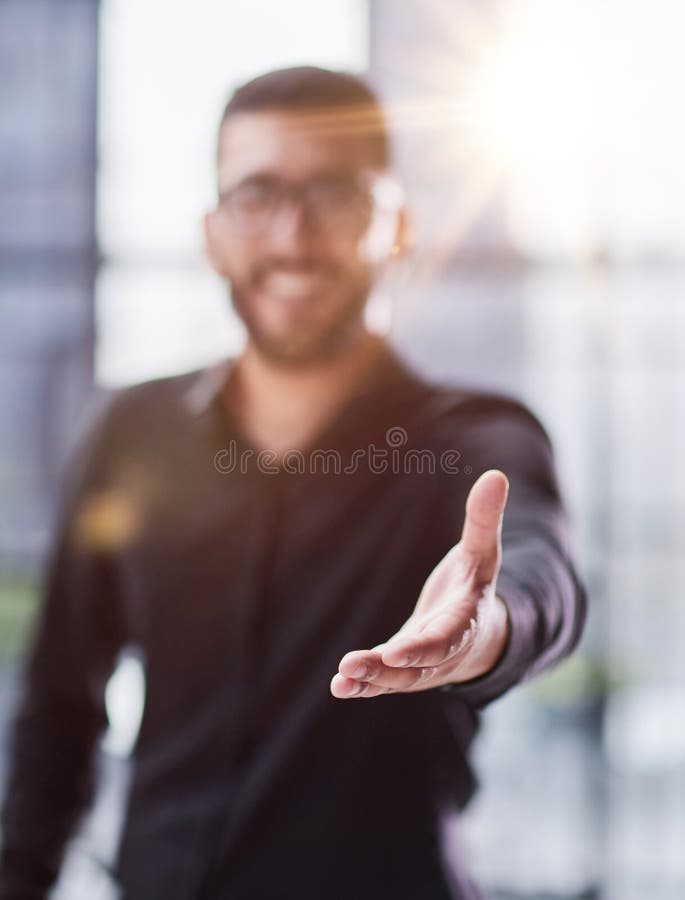 Businessman Ready To Shake Hand in Office Stock Photo - Image of ...