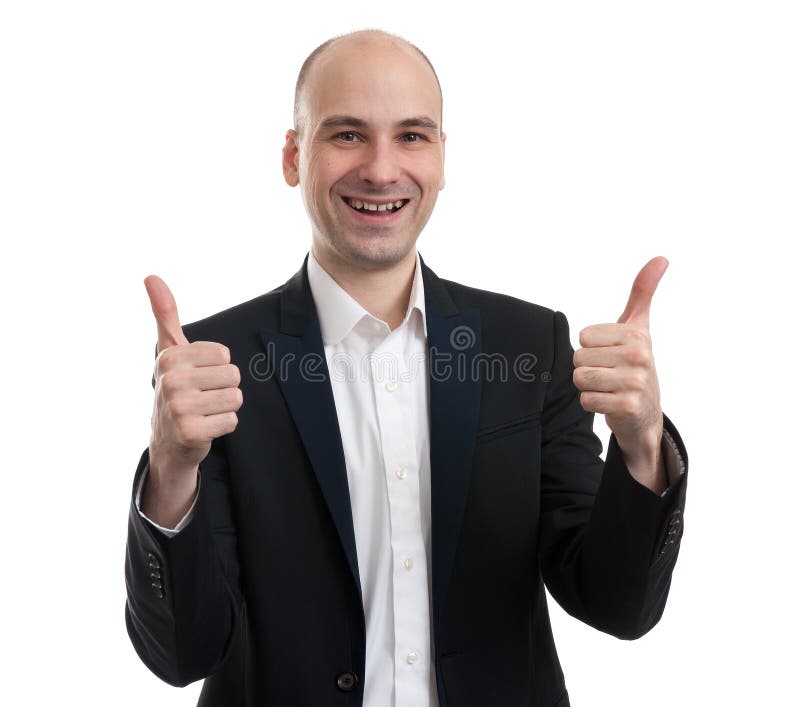Smiling Businessman with Thumb Up Stock Photo - Image of handsome ...