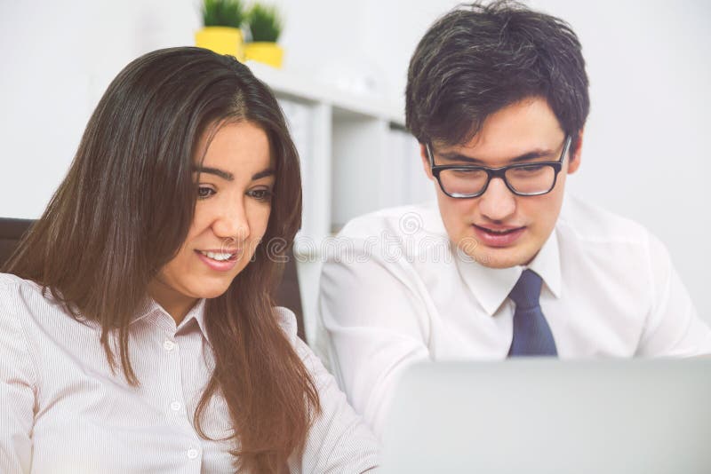 Smiling Businesspeople Discussin Stock Photo - Image of cooperation ...