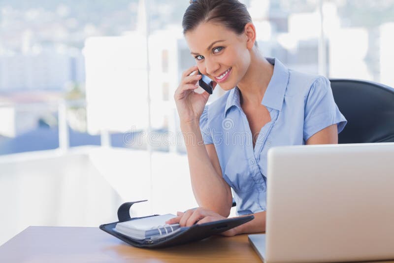 Smiling Businesswoman Calling with Her Mobile Phone Stock Photo - Image ...