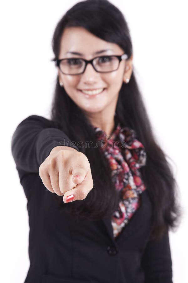 Smiling Businesswoman Pointing Stock Image - Image of asian, executive ...