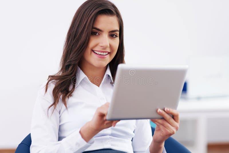 Tablet Computer Business Woman in New York City Stock Photo - Image of ...